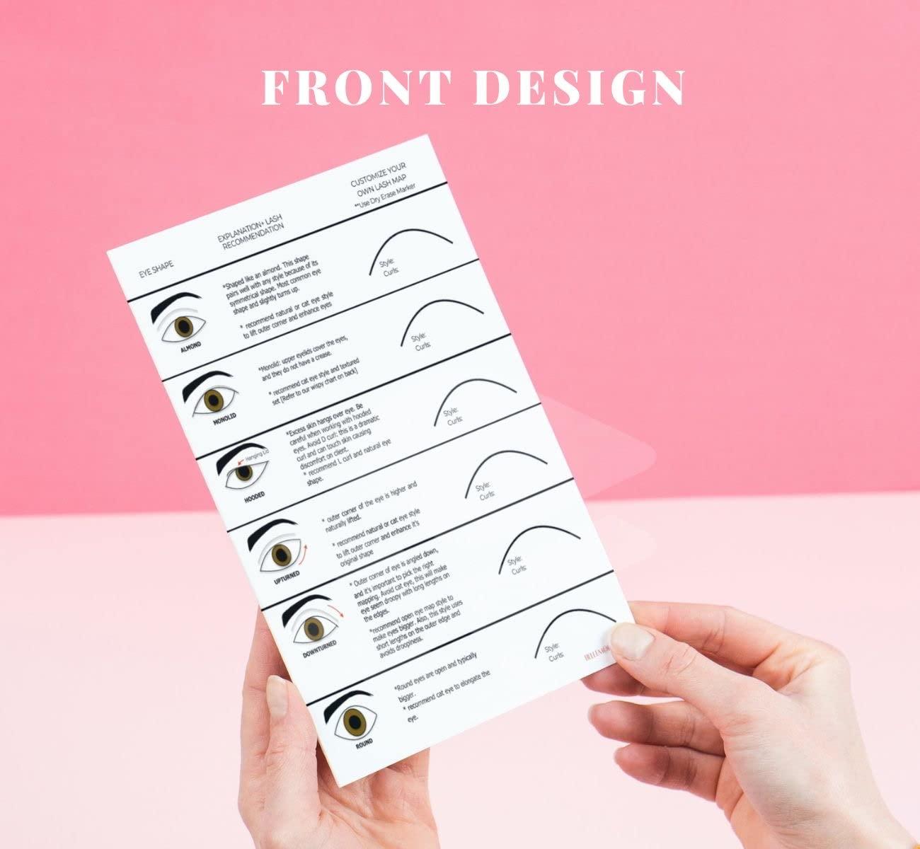 Bellemory Wispy Eye Shape Lash Mapping Chart - Eyelash Extension Training & Practice Sheet for ...