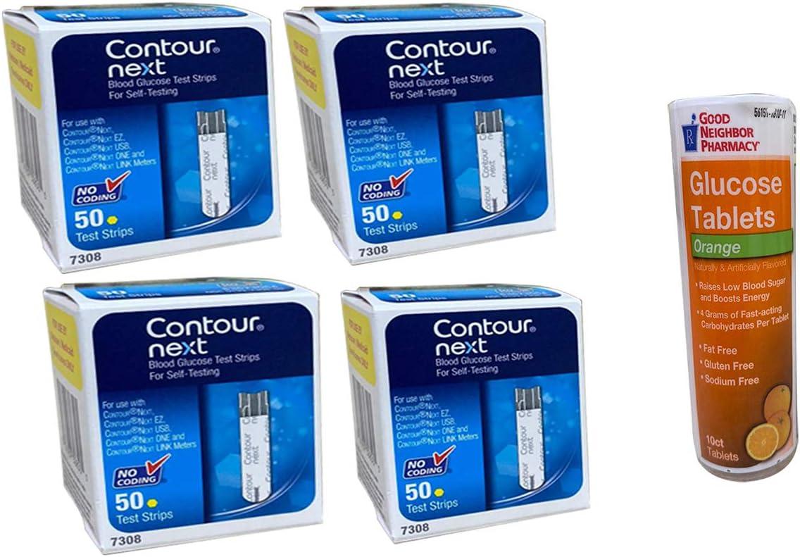 Diabetic Test Strips 4 Boxes (200 Count) with Glucose Tablets 10ct ...