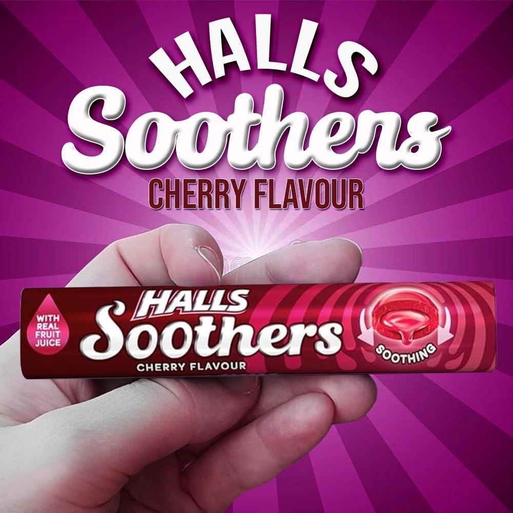 Halls Soothers 4 Cherry Flavour with Real Fruit Juice - Liquid Centre ...