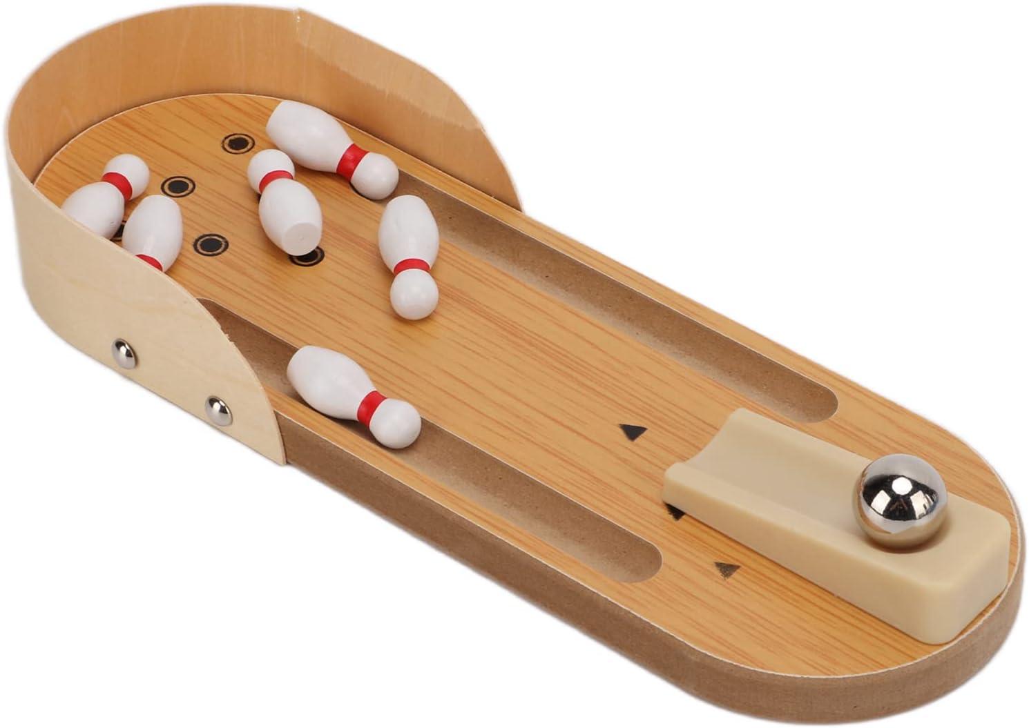 Luqeeg Table Top Mini Bowling Game Set - Fun Wooden Desktop Toy for ...