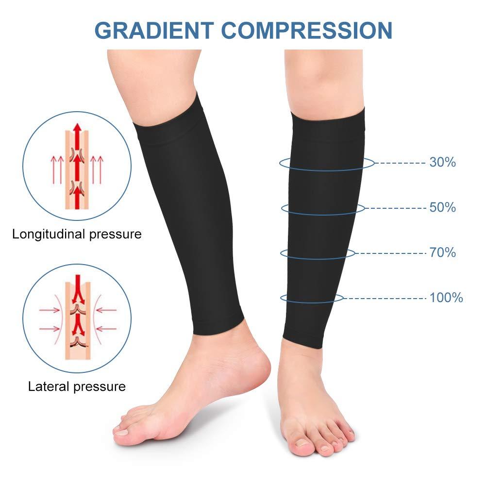 Calf Compression Sleeves 20-30mmHg Graduated Pressure for Swelling ...