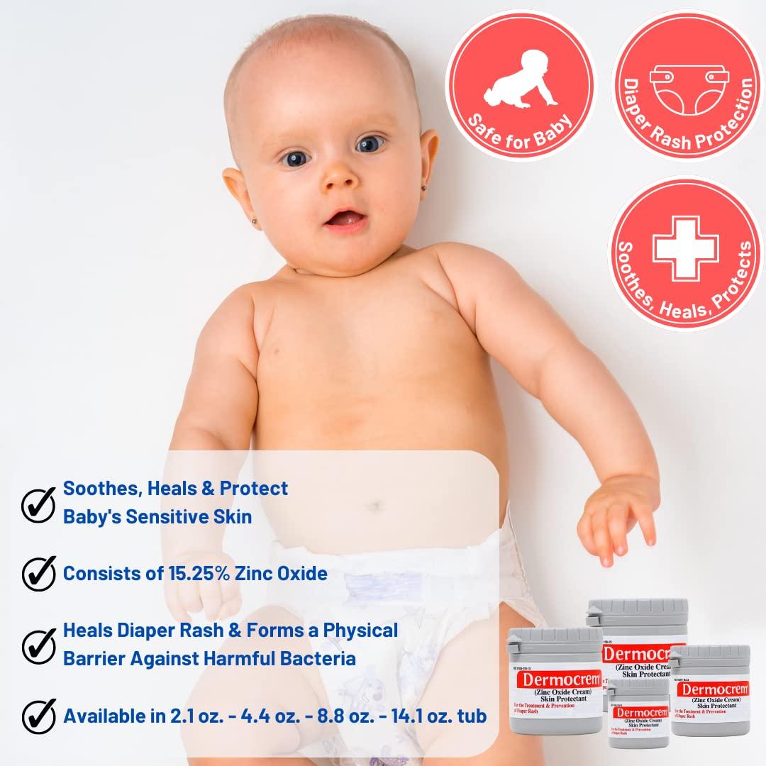 DERMOCREM Diaper Rash Cream 2.1 Oz (60G) - Soothes Heals & Protects ...