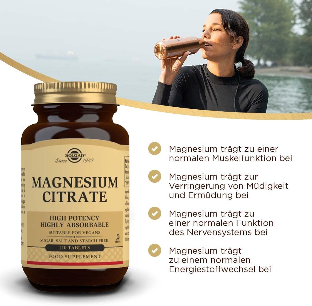 Solgar Magnesium Citrate, 120 Tablets - Promotes Healthy Bones ...