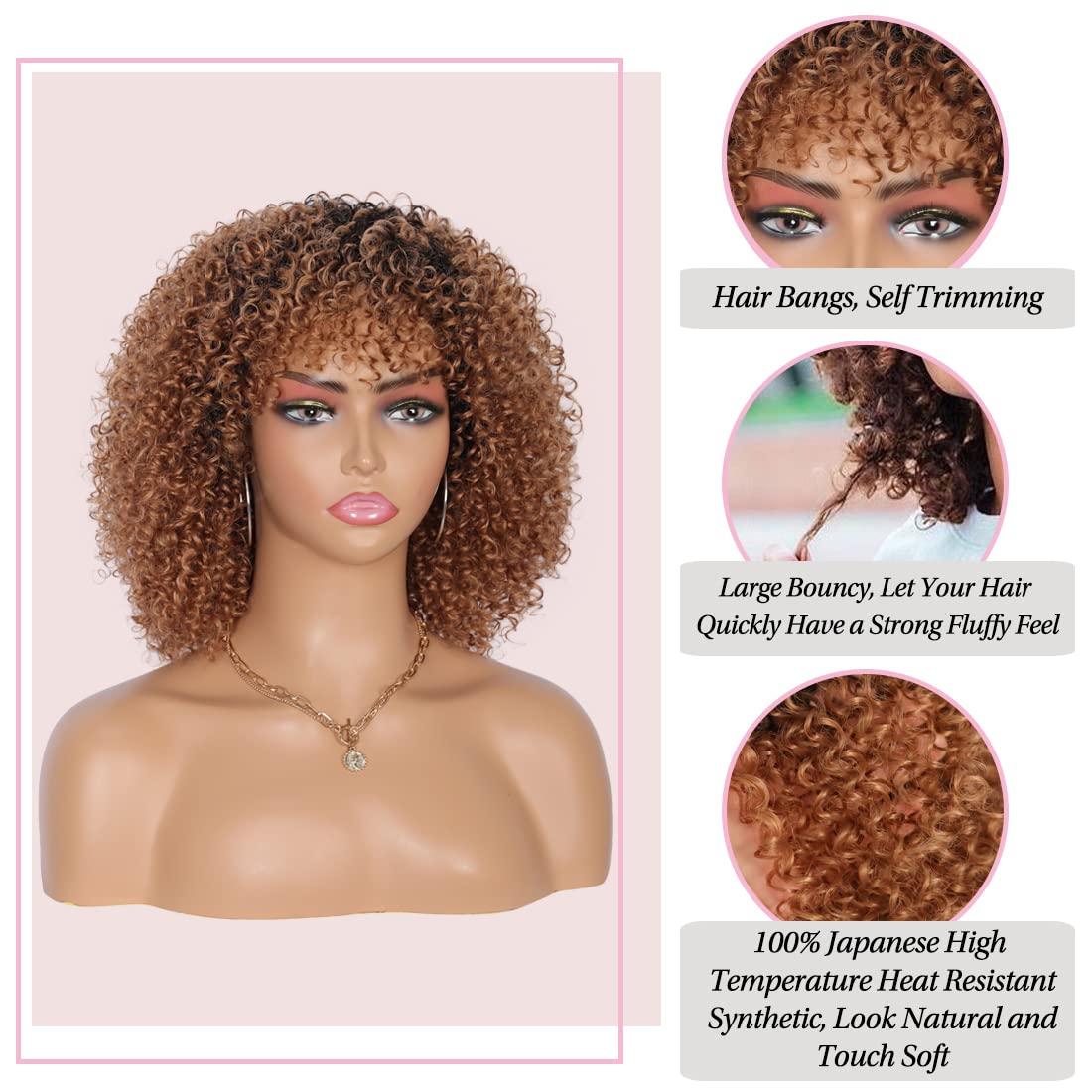 Kalyss Ombre Brown Short Afro Kinky Curly Wig for Black Women - Premium ...