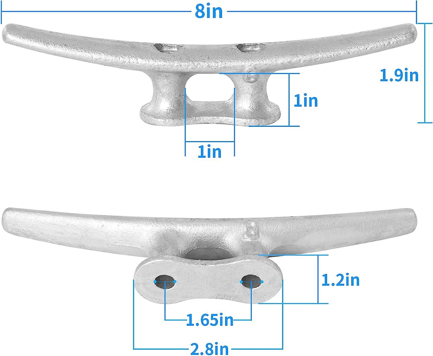 VEITHI 8 Inch Dock Cleat - Hot Dipped Galvanized Boat Cleat (2 4-Pack ...