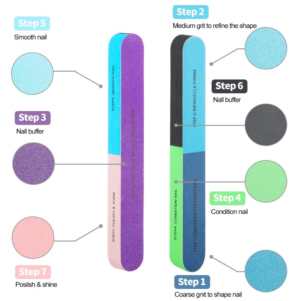 YIMICOO 12 PCS 7 Way Nail File and Buffer Block Set - Professional ...