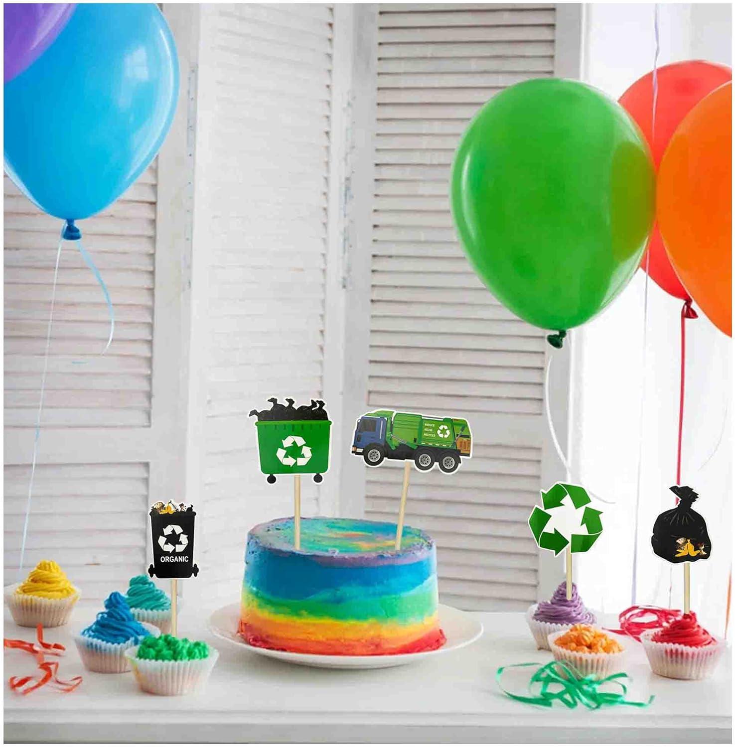 Garbage Truck Birthday Party Supplies Garbage Truck Cupcake Toppers for ...