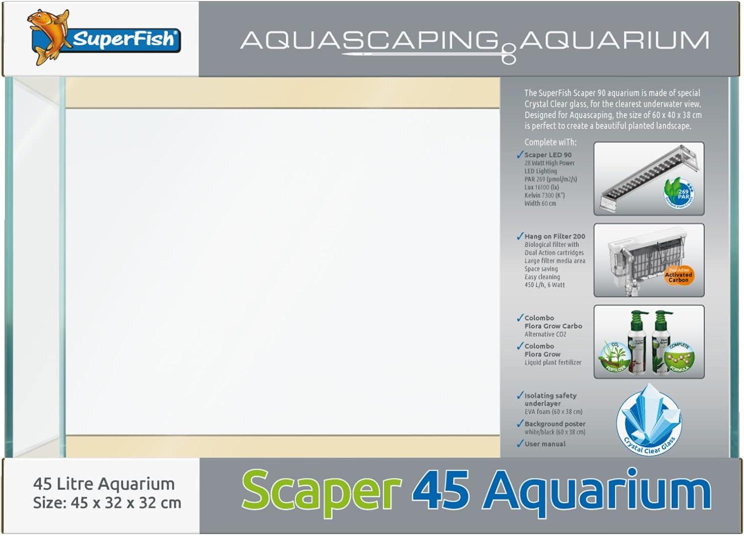 Superfish Scaper 45 Aquarium Starter Set Up White Black | Buy Now with ...