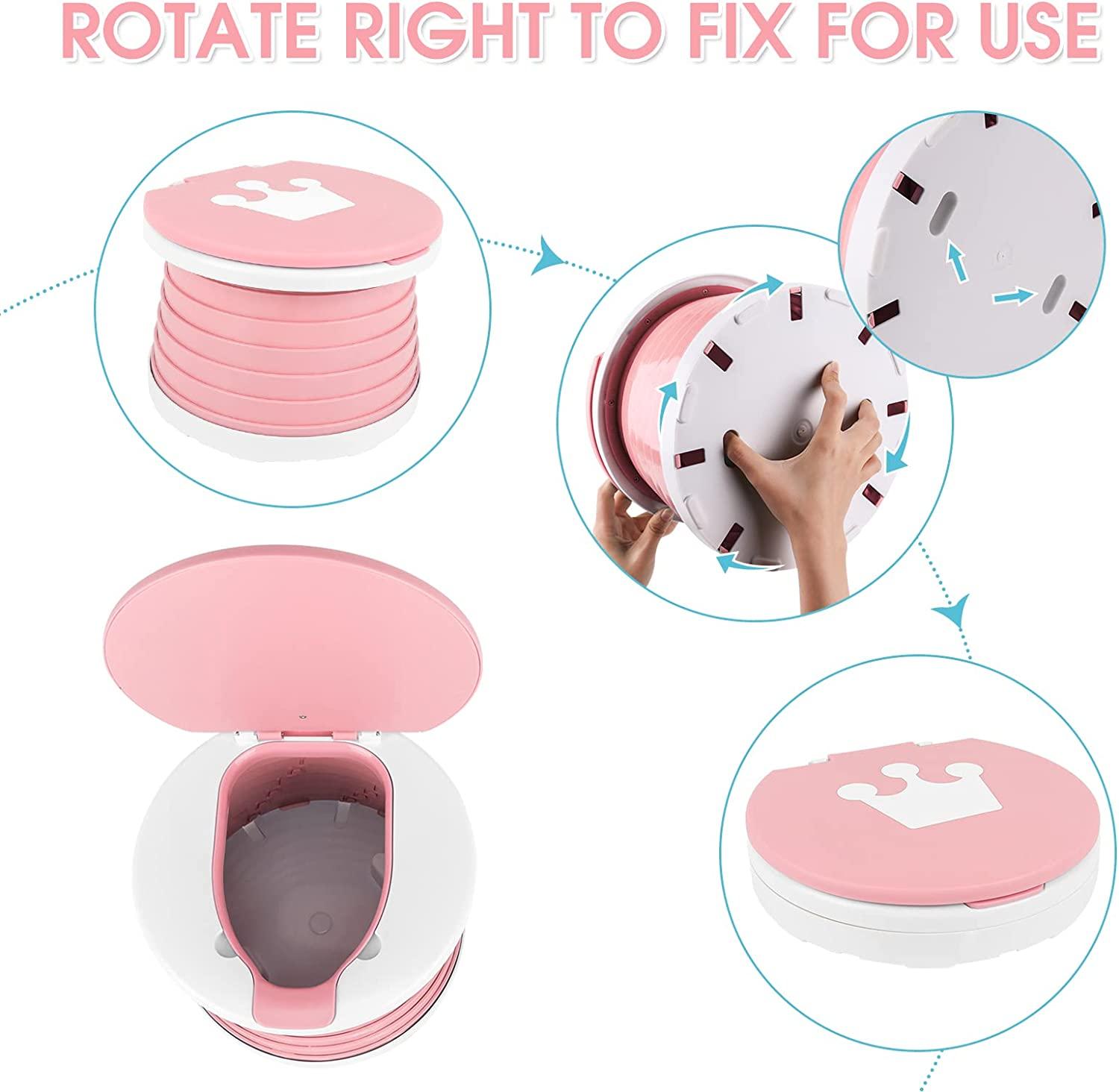 AutoTime Portable Travel Potty for Girls - Foldable Potty Seat with 15 ...