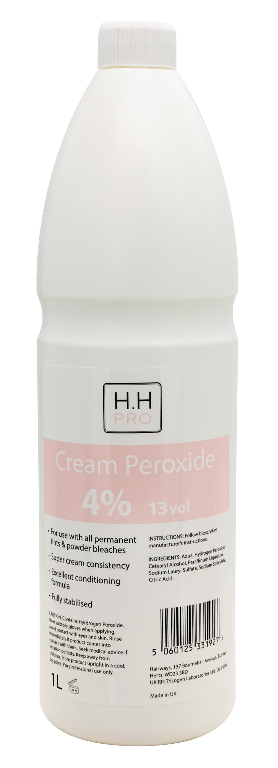 HH Pro Cream Hair Colour Tint Peroxide Pastel Developer 4% (13 volume ...