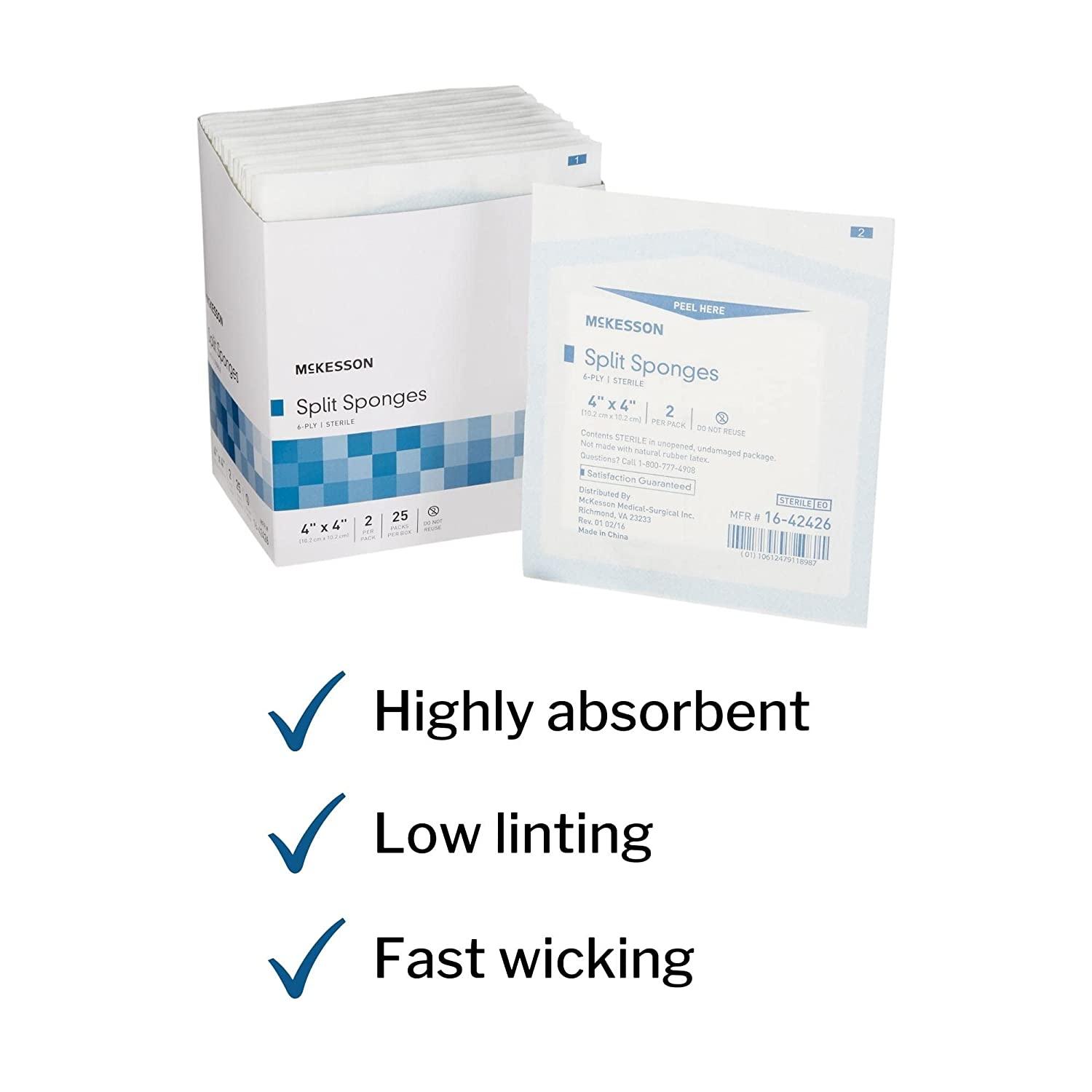 McKesson Split Sponges 6-Ply Sterile I.V. and Tracheostomy Dressings ...