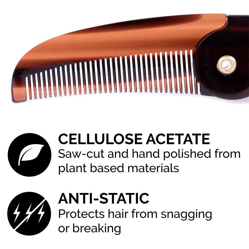 ZEUS Mustache Wax & Folding Comb Set for Men - Natural Grooming ...