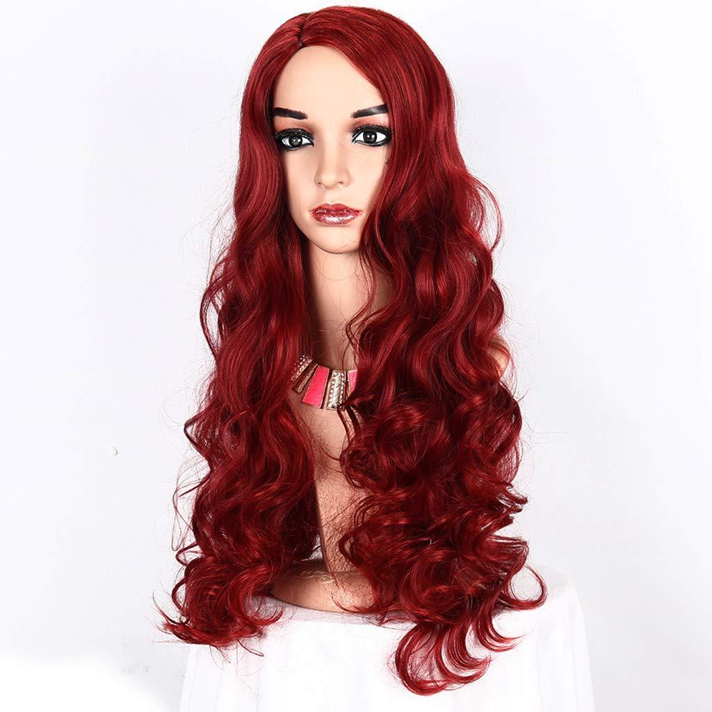 Buy Red Wavy Long Wig for Women - Synthetic 80s 70s 60s 50s Cosplay ...