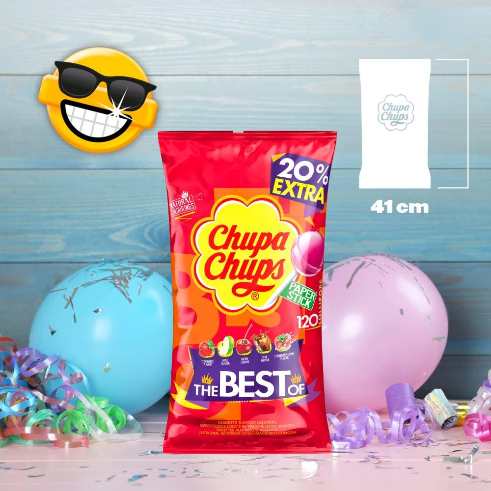 Chupa Chups Best of Lutscher Bag - 120 Lollipops (6 Flavors: Cola ...