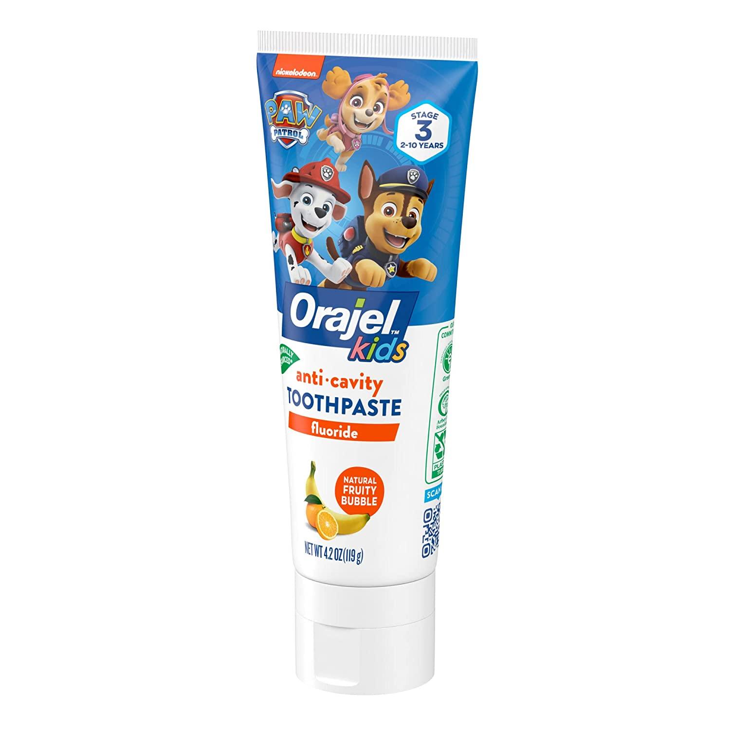 Orajel Kids Paw Patrol Anti-Cavity Fluoride Toothpaste - Natural Fruity ...