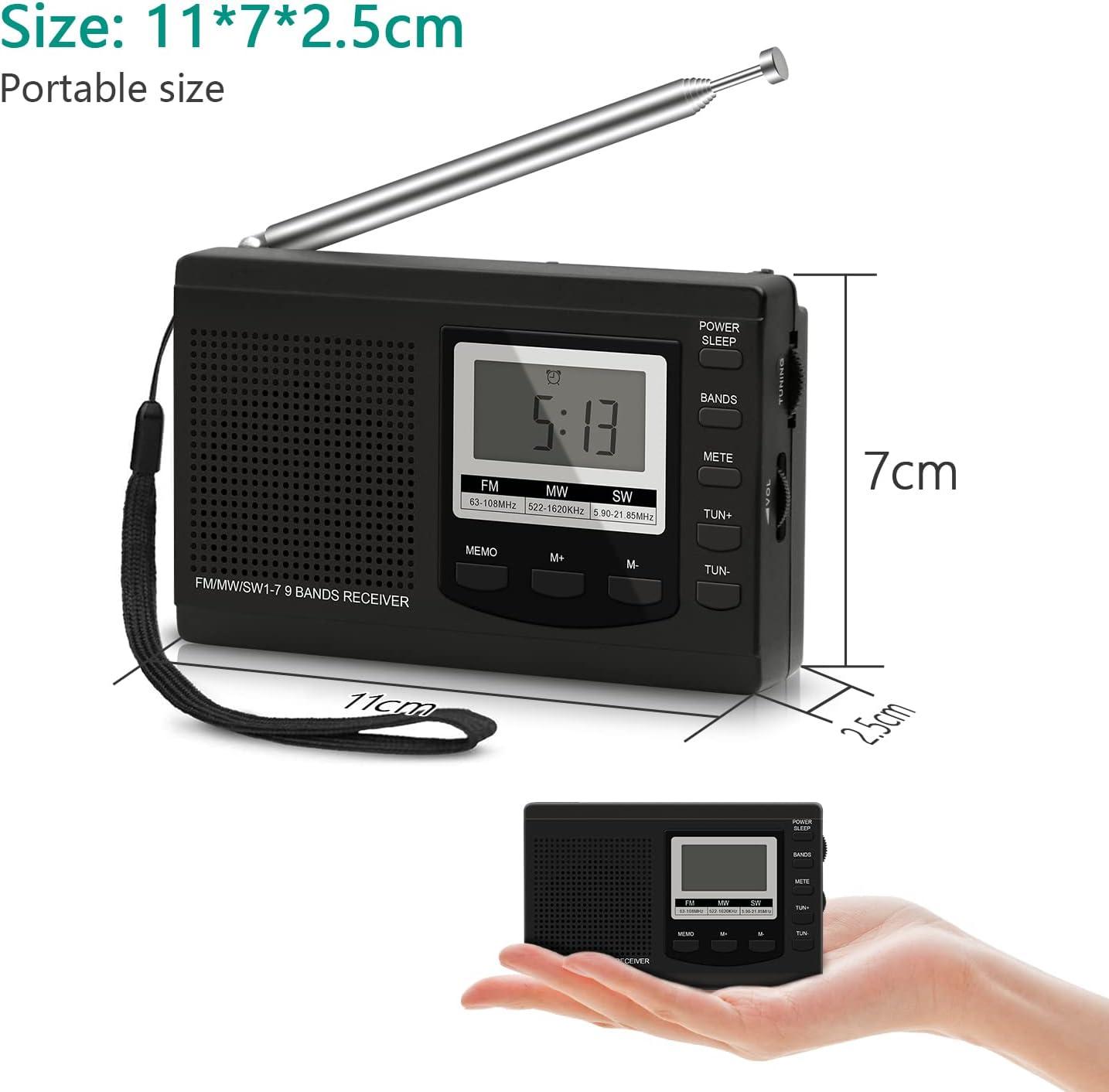Portable FM Digital Pocket Radio | Compact Transistor Stereo with Alarm ...