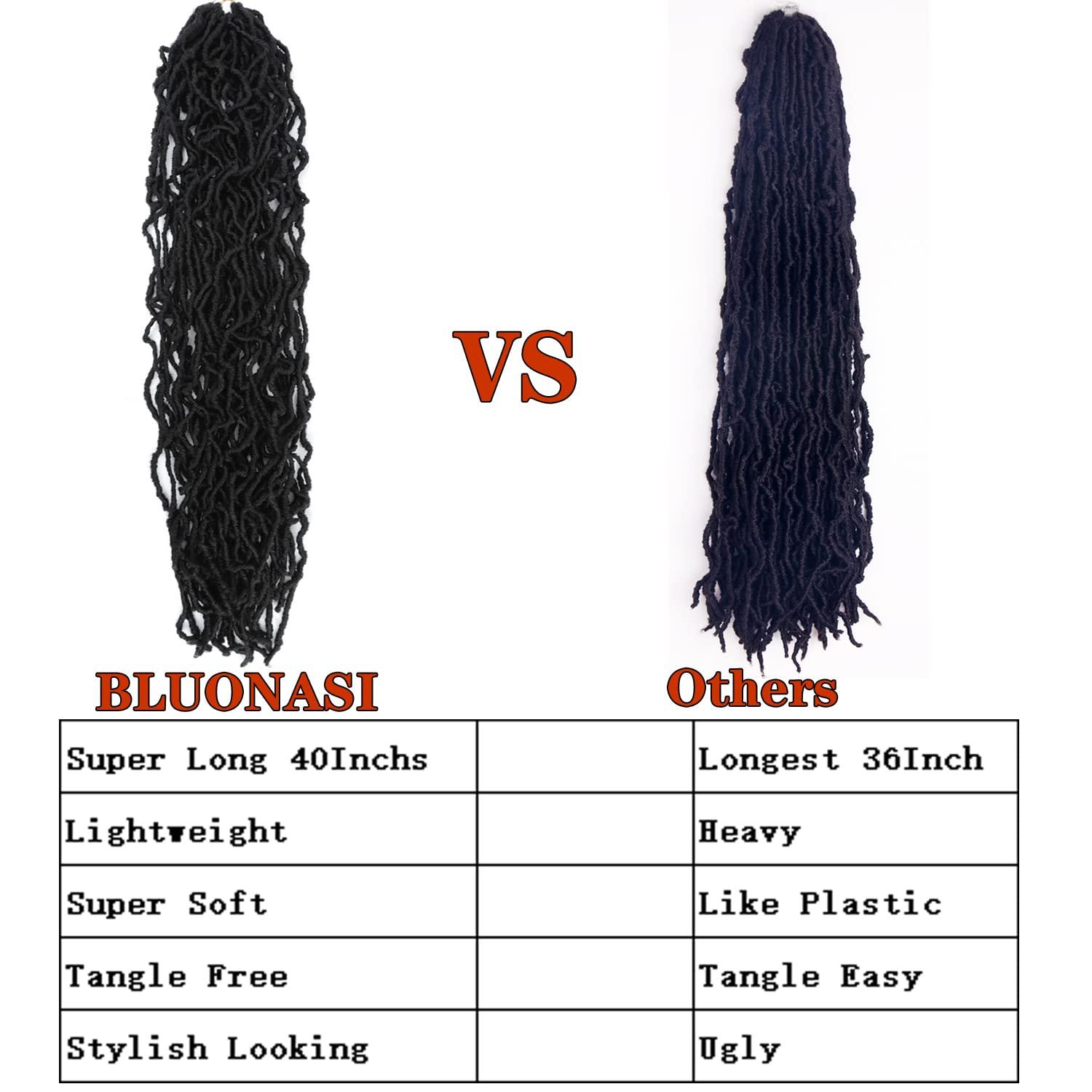 40 Inch Natural Color Faux Locs Crochet Hair 6 Packs - Super Long ...