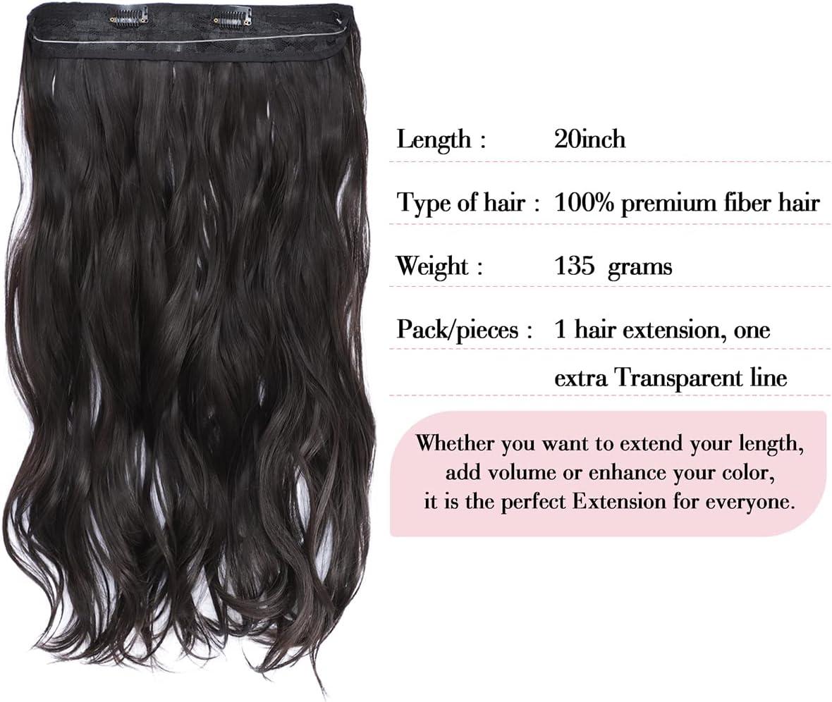 Dark Brown Hair Extensions 20 Inch Hair Extension Invisible Wire Hair ...