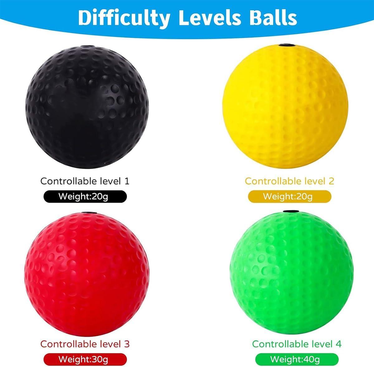 Reflex Ball Set - 4 Balls & 2 Headbands for Training Reflexes Reaction ...