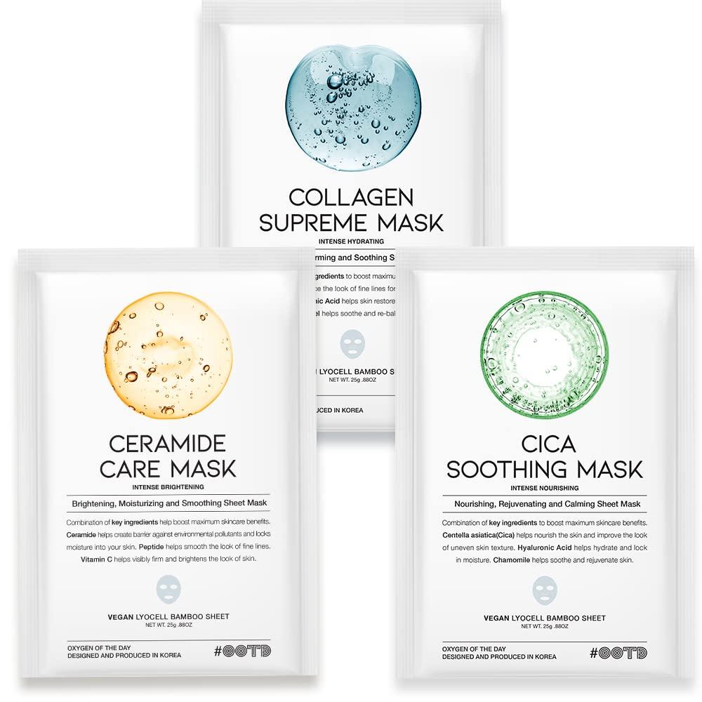 OOTD Vegan Hydrating Korean Face Mask Sheet Pack Gift Set - 30 Count ...