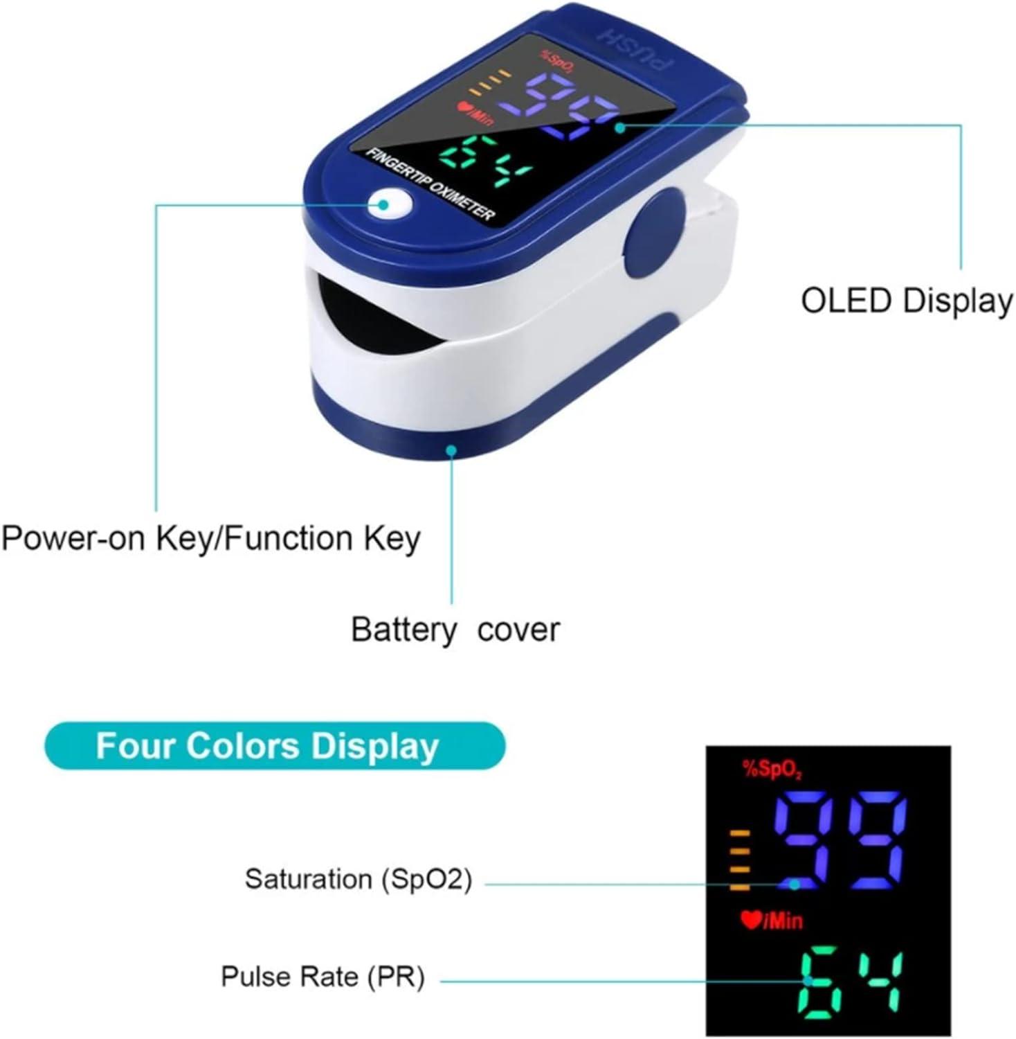 Family Medical Finger Pulse Oximeter with LED Display | Blood Oxygen ...