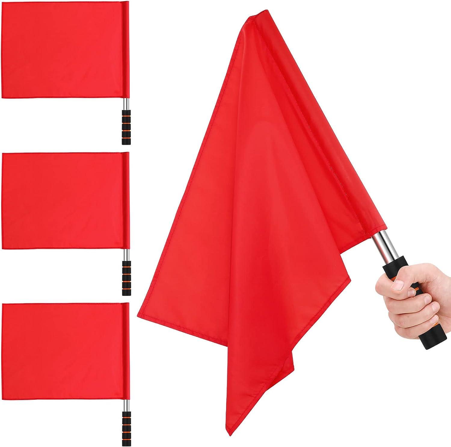 SEWACC 4pcs Stainless Steel Referee Flags - Red Hand Flags for Soccer & Volleyball Matches | Buy ...