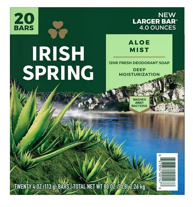 Irish Spring Aloe Mist Bar Soap for Men 20 ct. | Hydrating and ...