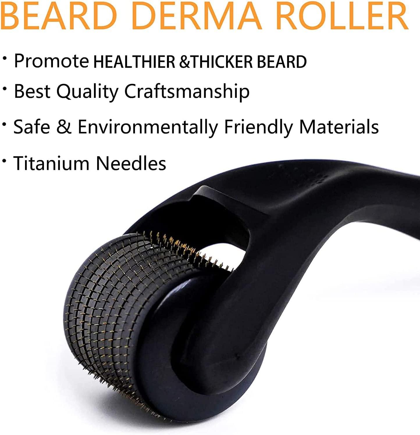 Angel Kiss Titanium Beard Derma Roller for Men - Microneedling Roller for Patchy Hair Growth ...