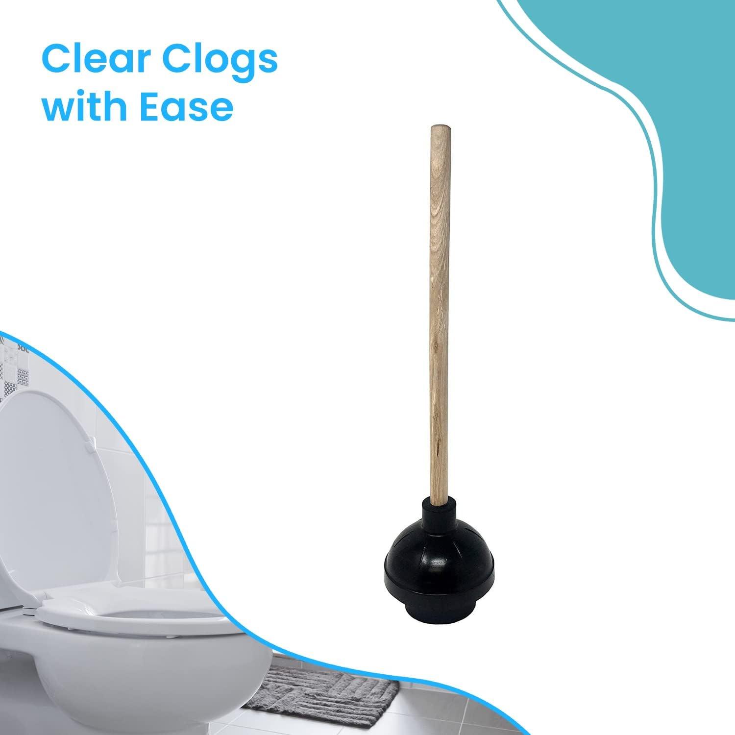Heavy Duty Black Toilet Plunger with Double Thrust Suction Cup - Long ...