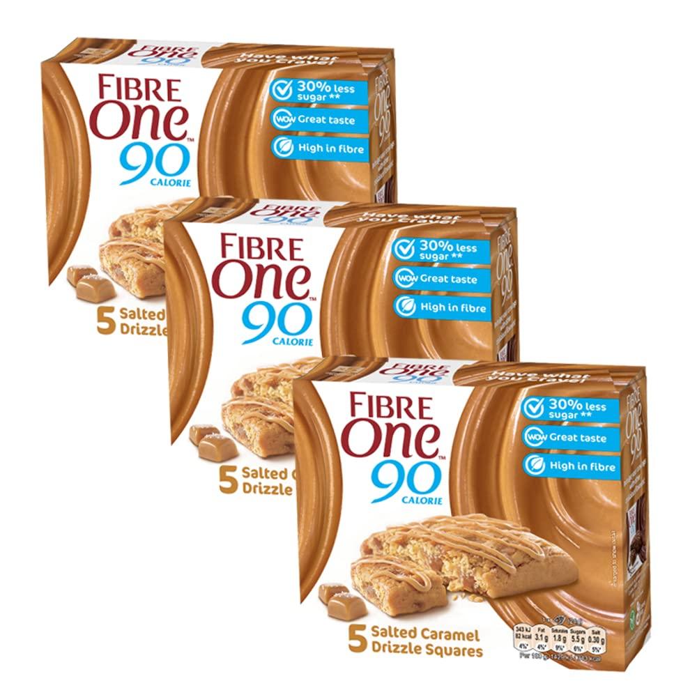 3 x Low 90 Calorie High Fibre 5 Bar Salted Caramel Less Sugar Biscuit ...