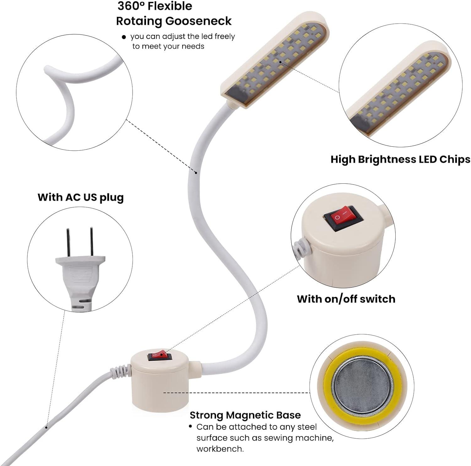Bonlux Sewing Machine Light 30 LEDs Flexible Gooseneck Work Light with ...