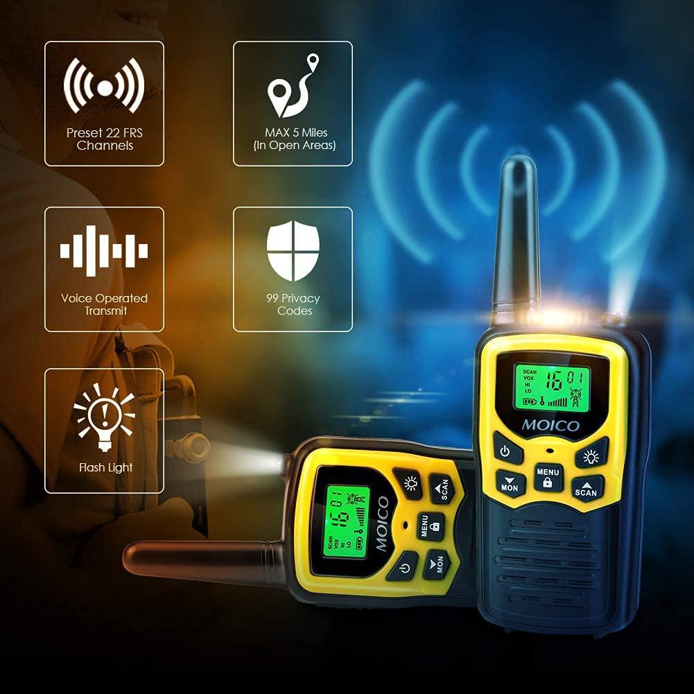 MOICO Yellow Walkie Talkies for Adults - 22 FRS Channels, LED ...