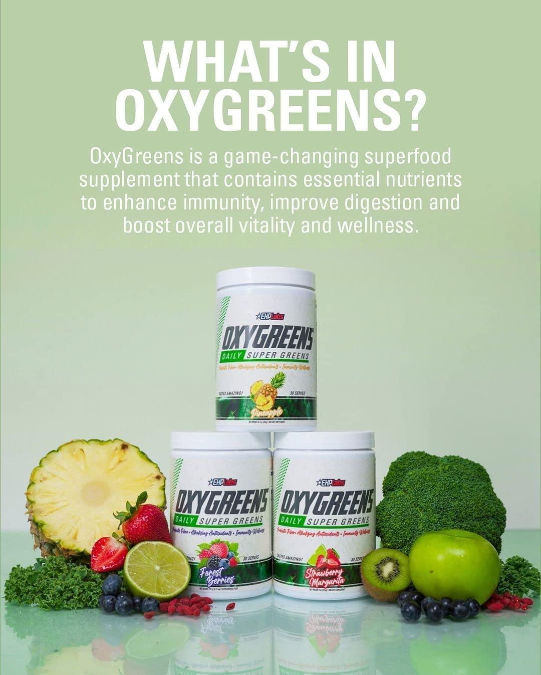 OxyGreens by EHPlabs - Daily Super Greens Powder, Spirulina Herbal Supplement with Prebiotic ...