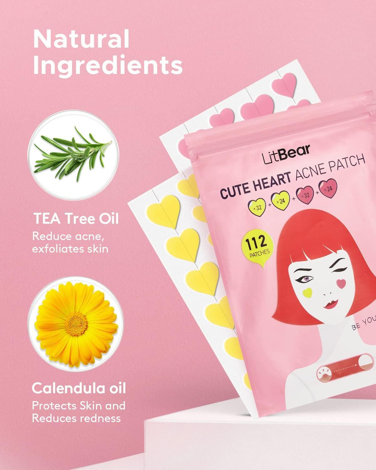 Pimple Patch Heart Shape 112 Hydrocolloid Acne Patches with Tea Tree ...