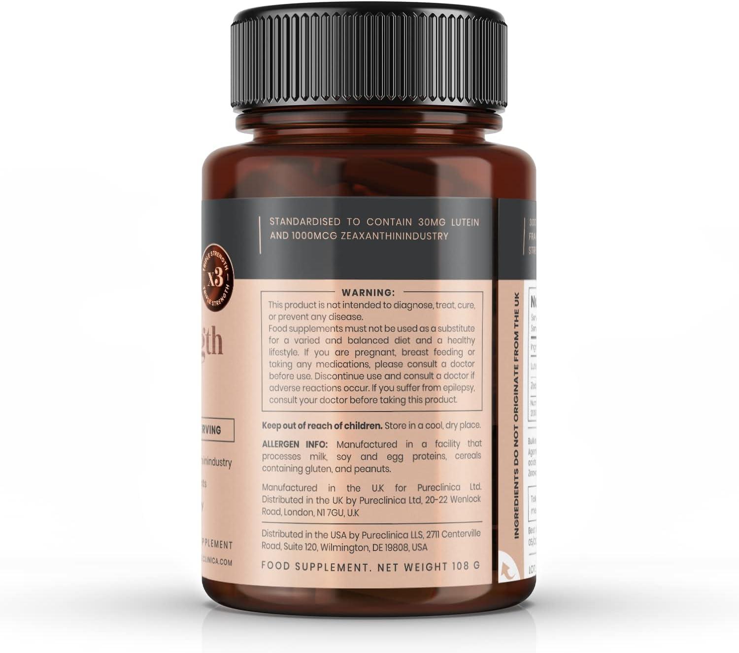 Lutein 30mg x 360 Tablets - Triple Strength Formula with Zeaxanthin | 4 ...