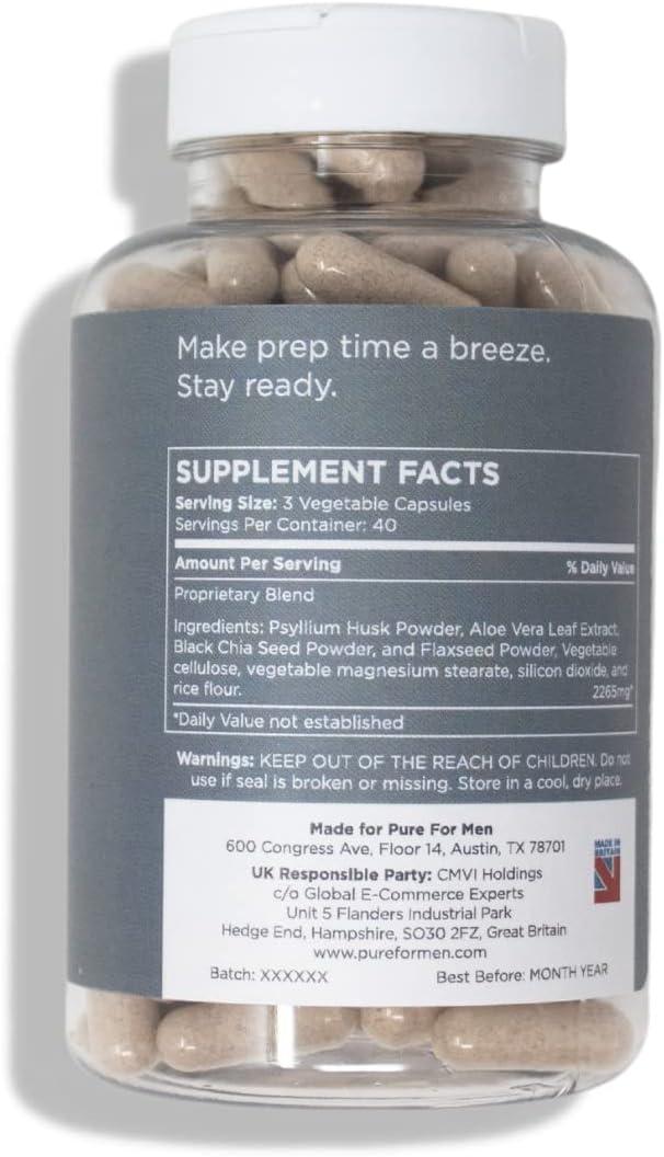 Pure for Men Digestive Regularity Supplement - 120 Vegan Capsules with ...