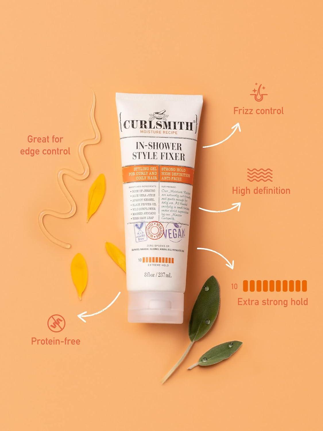 Curlsmith Vegan Extreme Hold Styling Gel - In-Shower Style Fixer for ...