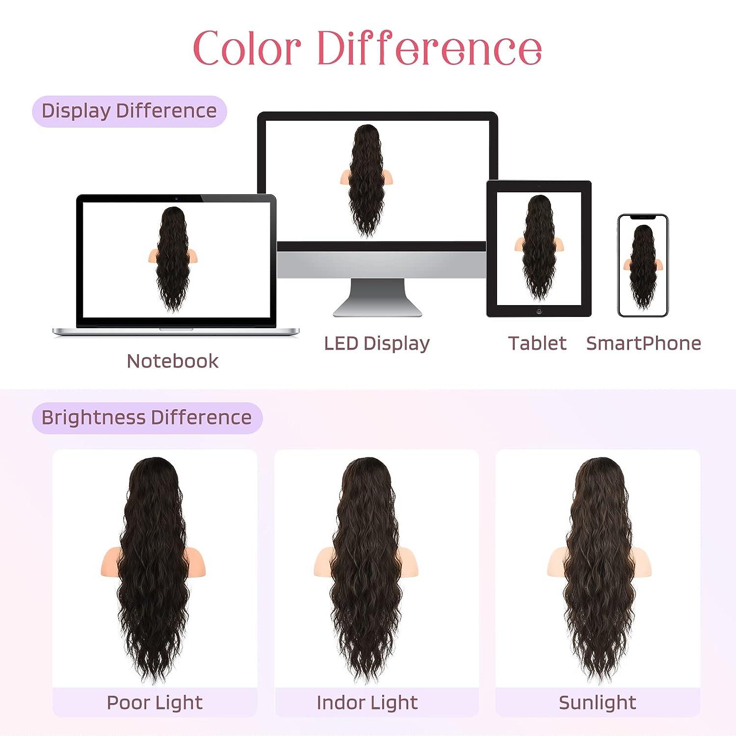 HOOJIH 26 Inch Curly Wavy Drawstring Ponytail Extension - Natural ...