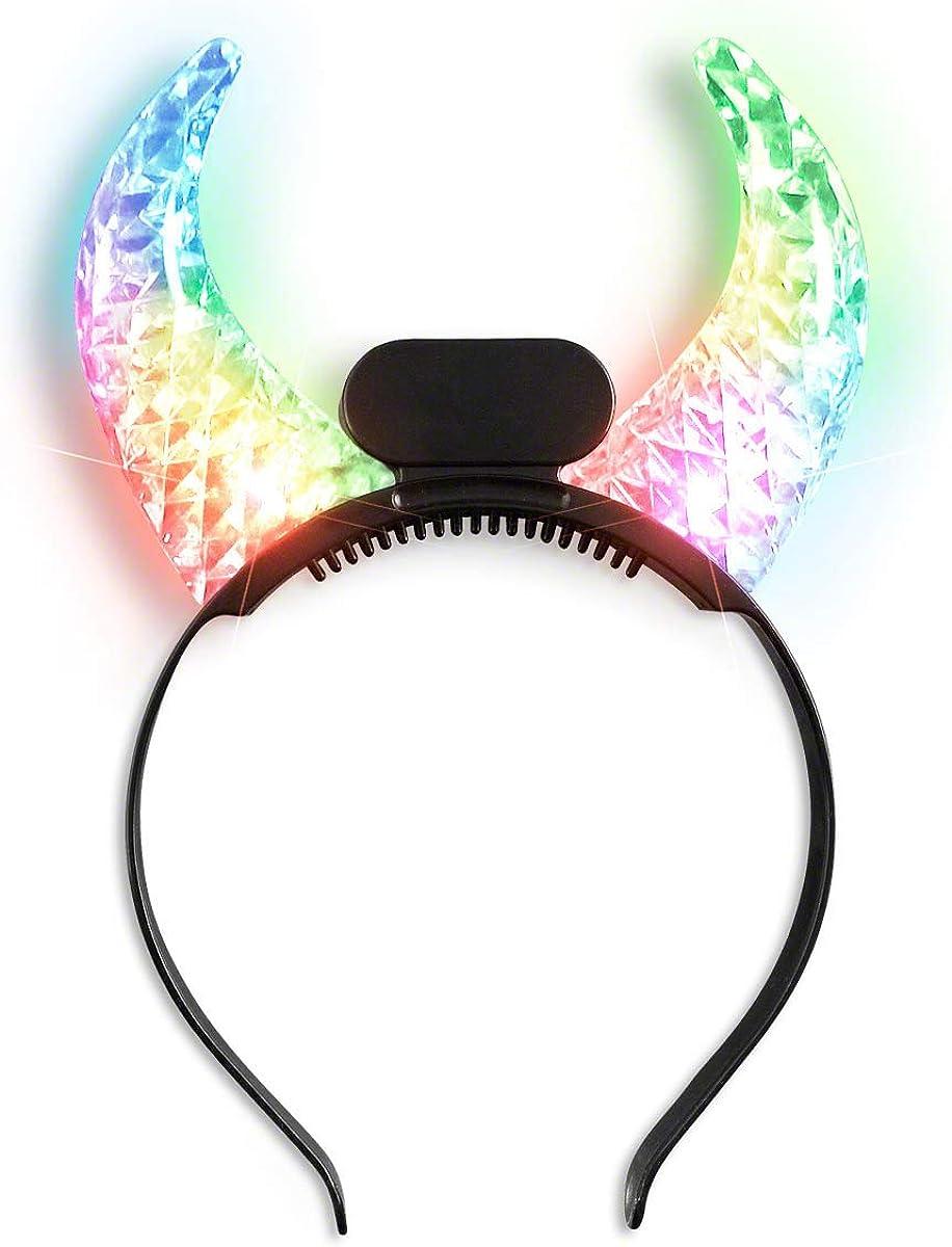 Color Change LED Devil Horn Headband - Light Up Halloween Costume ...