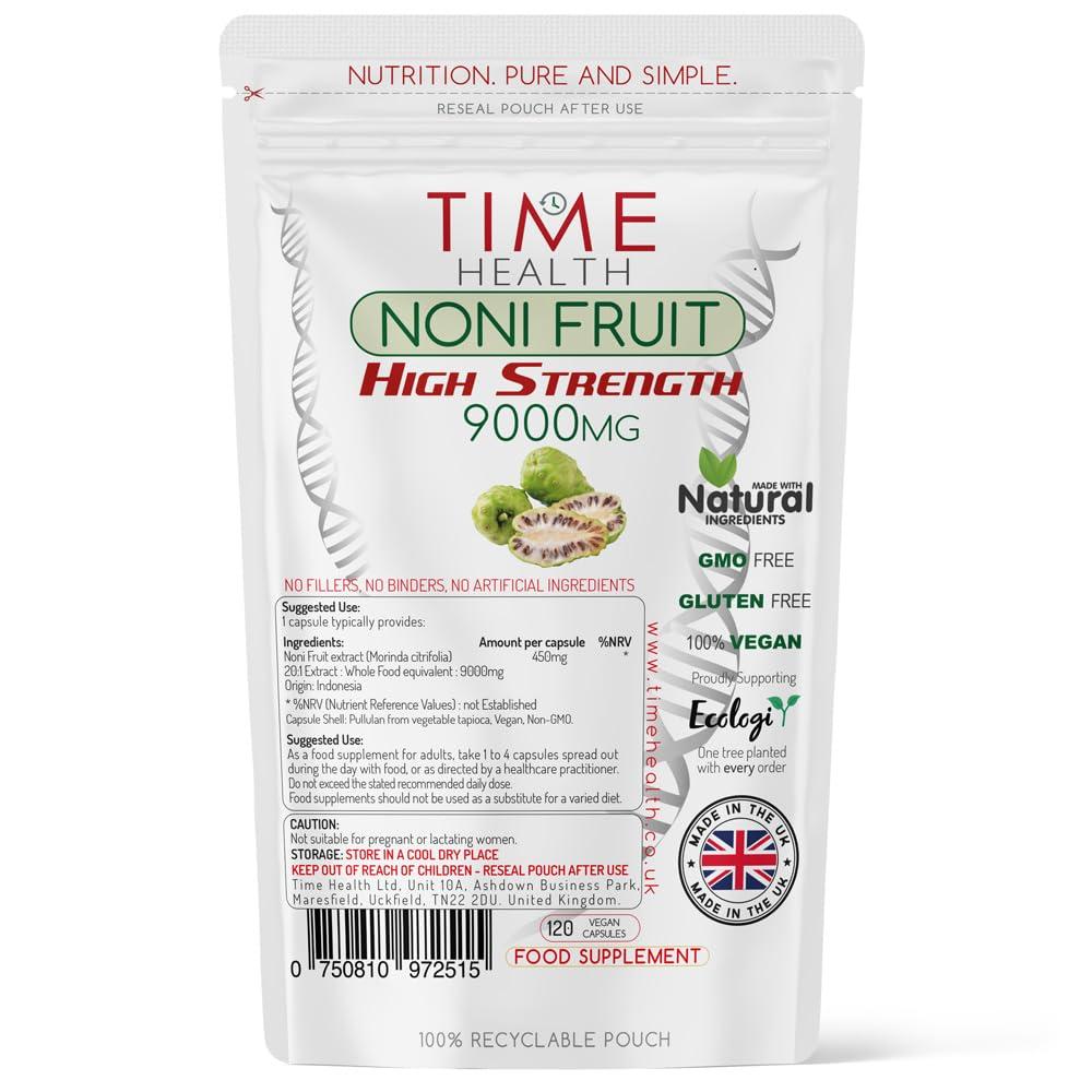 Noni Fruit Extract 9000mg | 120 Capsules | High Strength | Vegan | UK ...