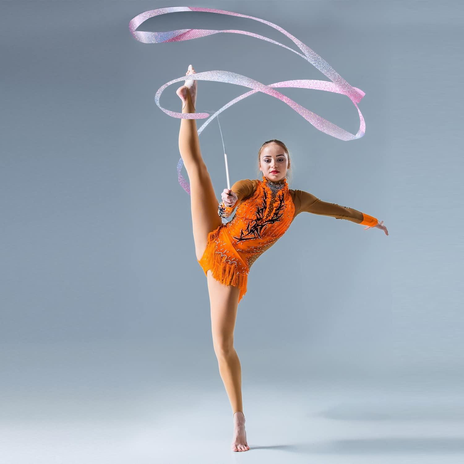KINBOM Dance Ribbons Set - 2m Gymnastics Streamers for Kids with Ribbon ...