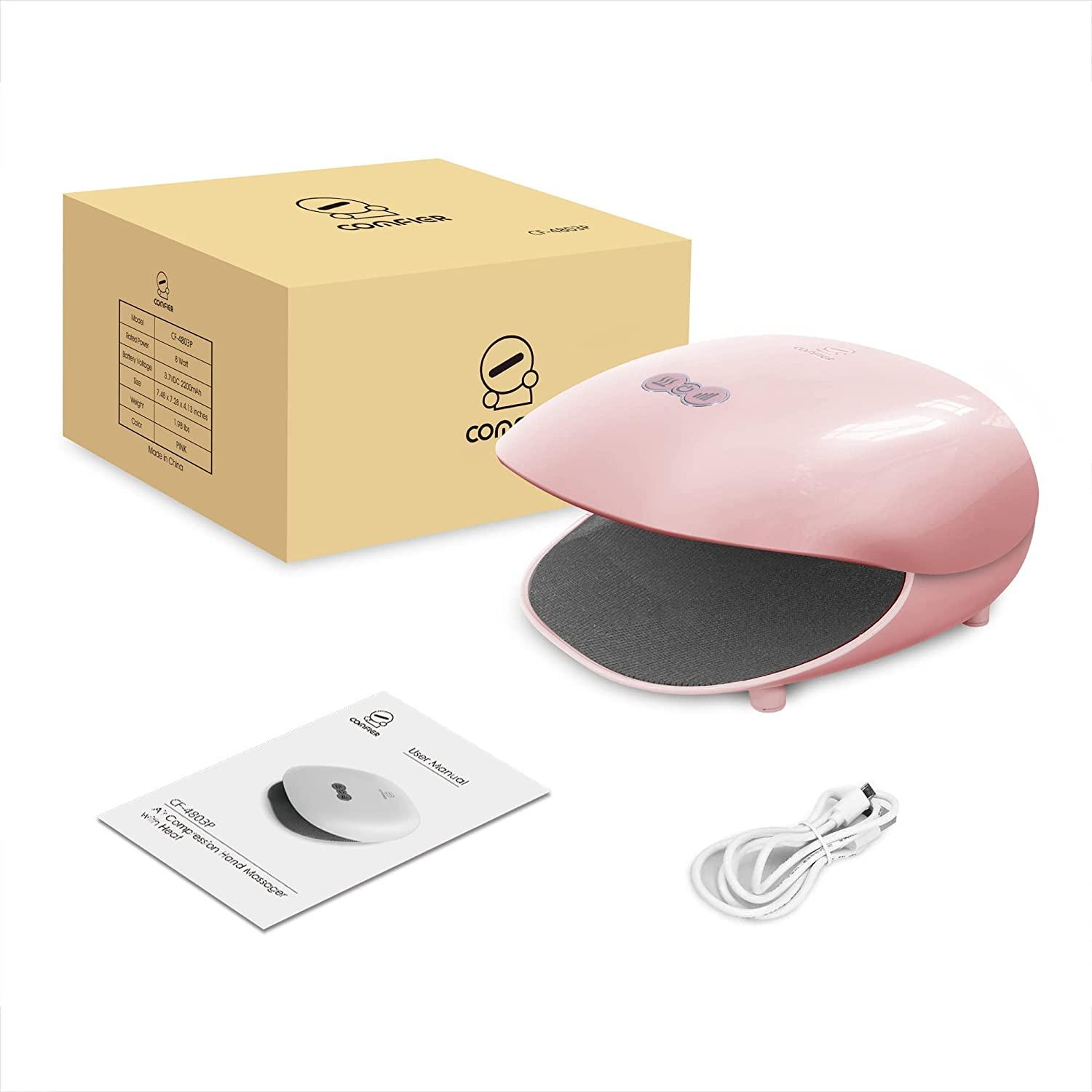 Comfier Rechargeable Hand Massager with Heat - 3 Levels Compression ...