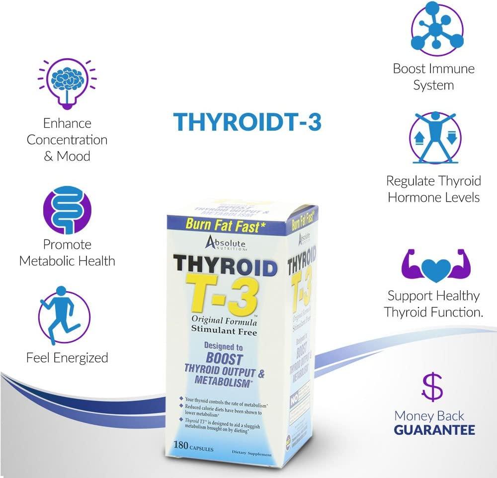Absolute Nutrition Thyroid T-3 Radical Metabolic Booster - 180 Capsules ...