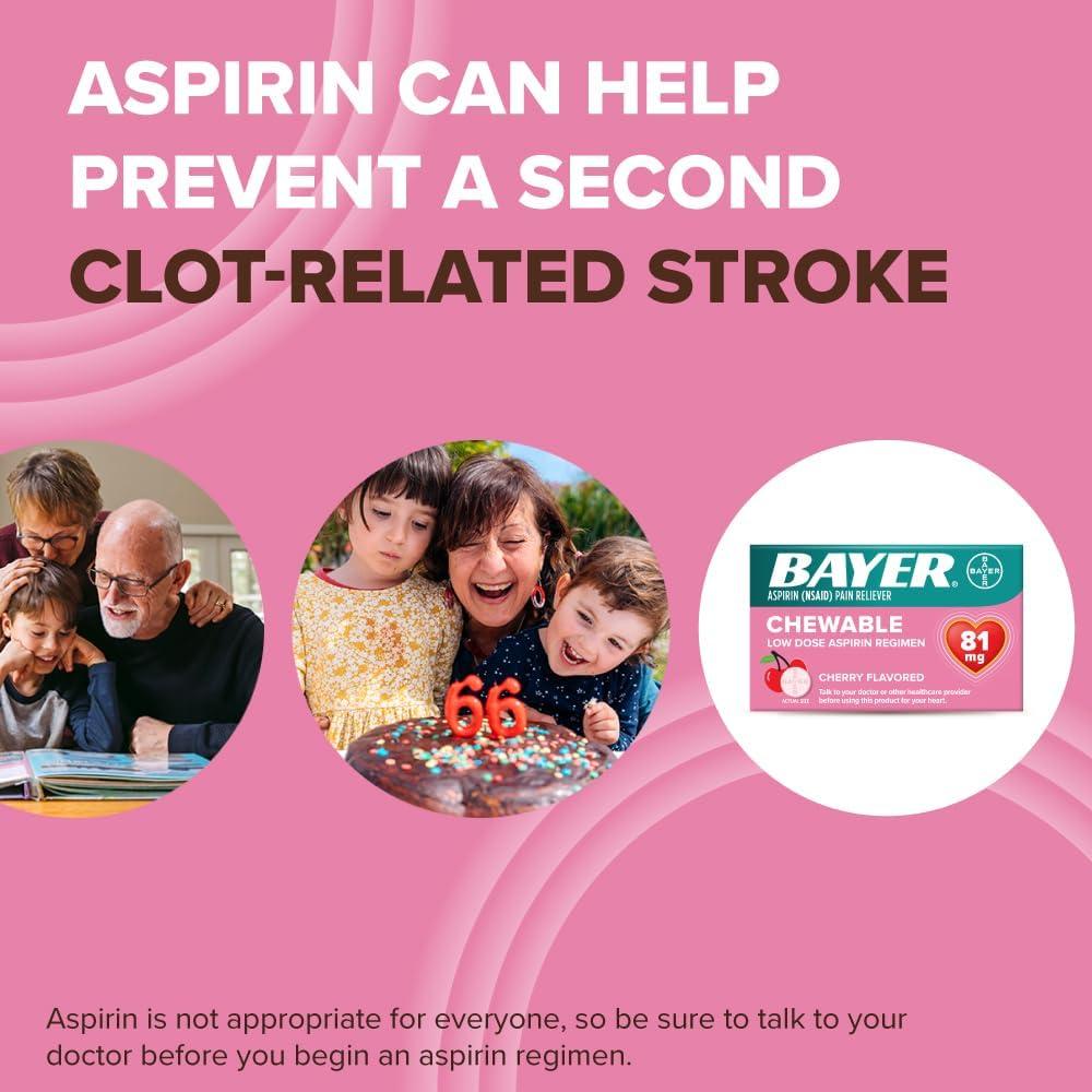 Buy Bayer Aspirin Low Dose 81 mg Chewable Tablets - Cherry Flavor Pain ...