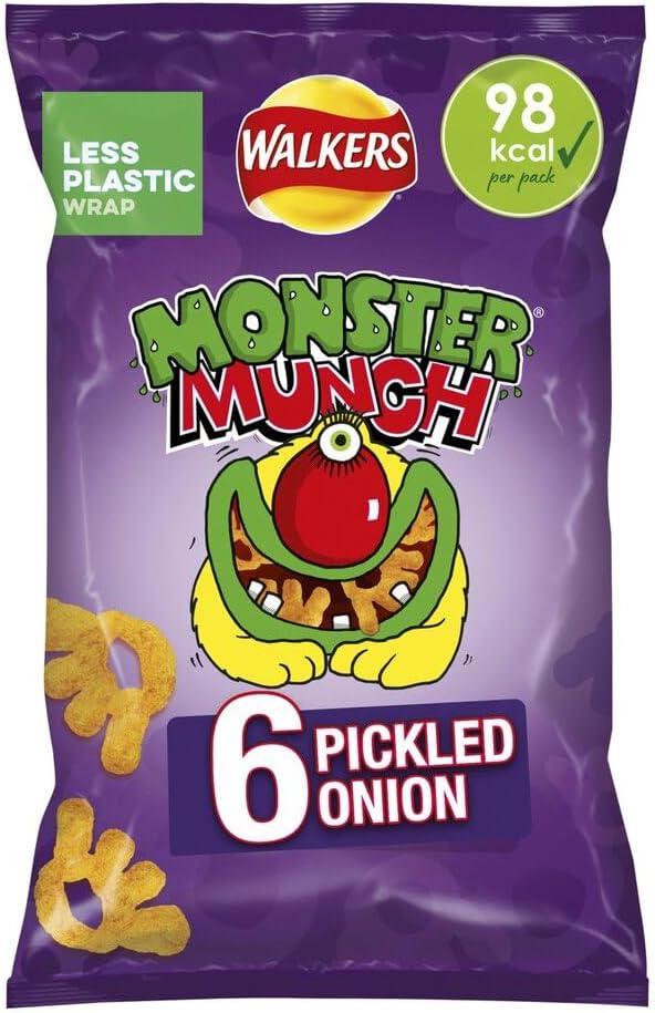 Walkers Monster Munch Pickled Onion Multipack Crisps 6x20g | Pickled ...