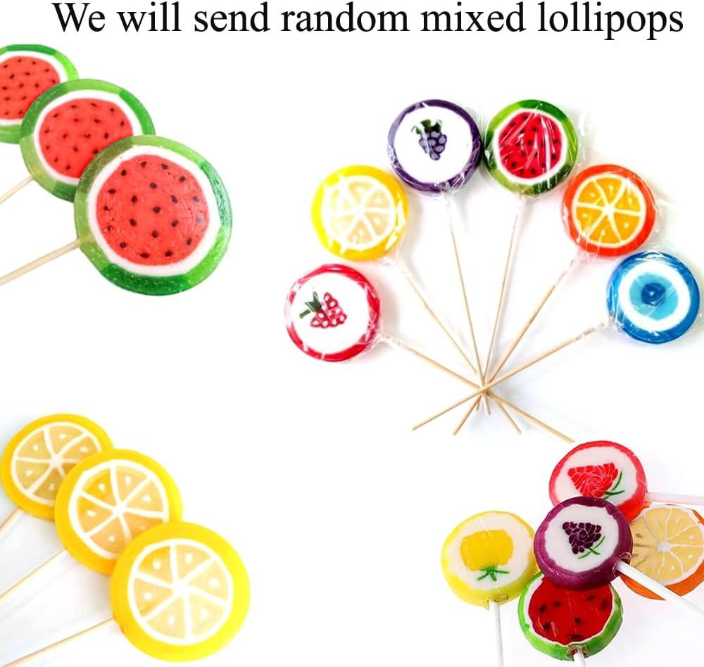 Fruit Sliced Lollipop Candies 25g - Random Mixed Fruit shaped Sweet ...