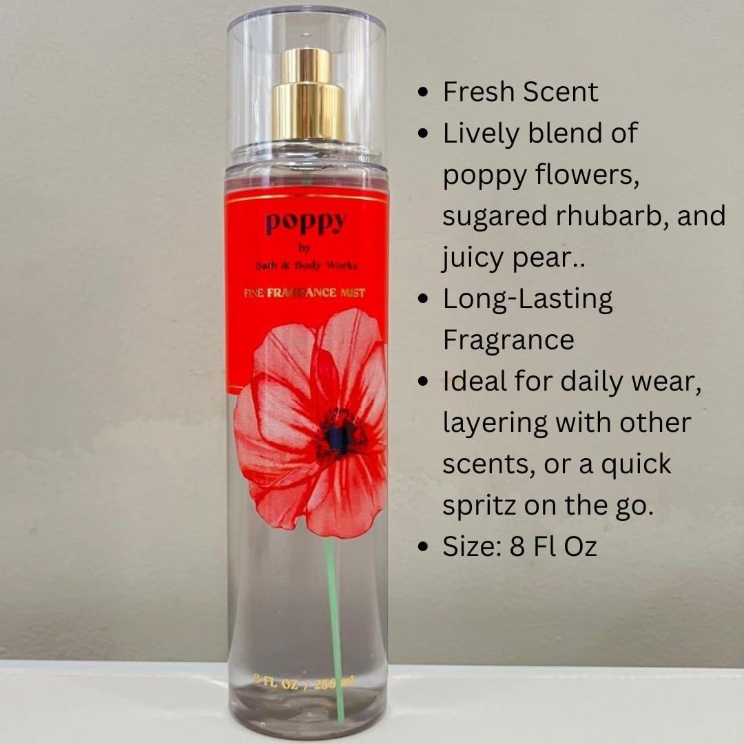Bath & Body Works Poppy Fine Body Fragrance Mist 8 Fluid Ounce (Poppy ...