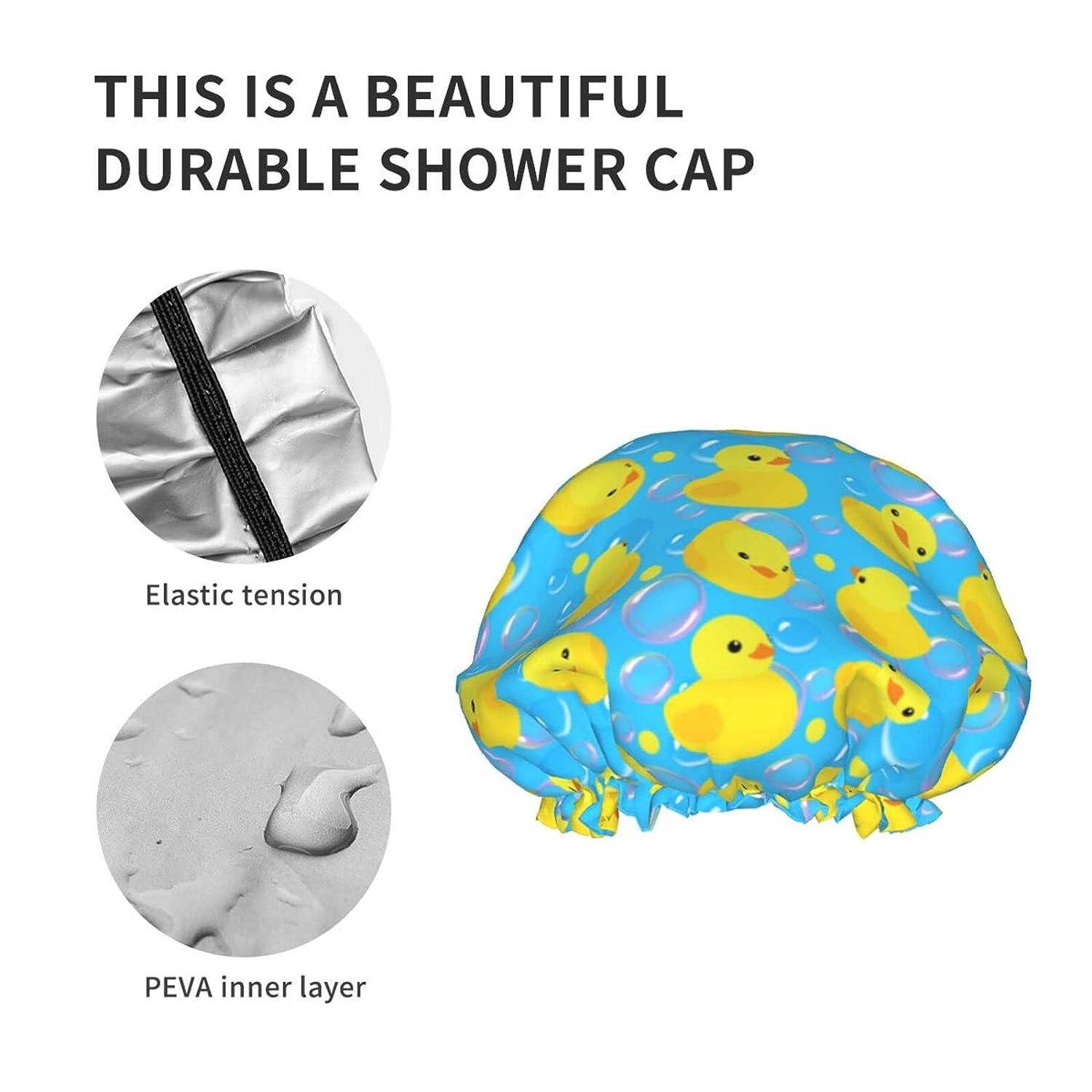 Yellow Rubber Ducks Shower Cap for Women - Adjustable Double Waterproof ...
