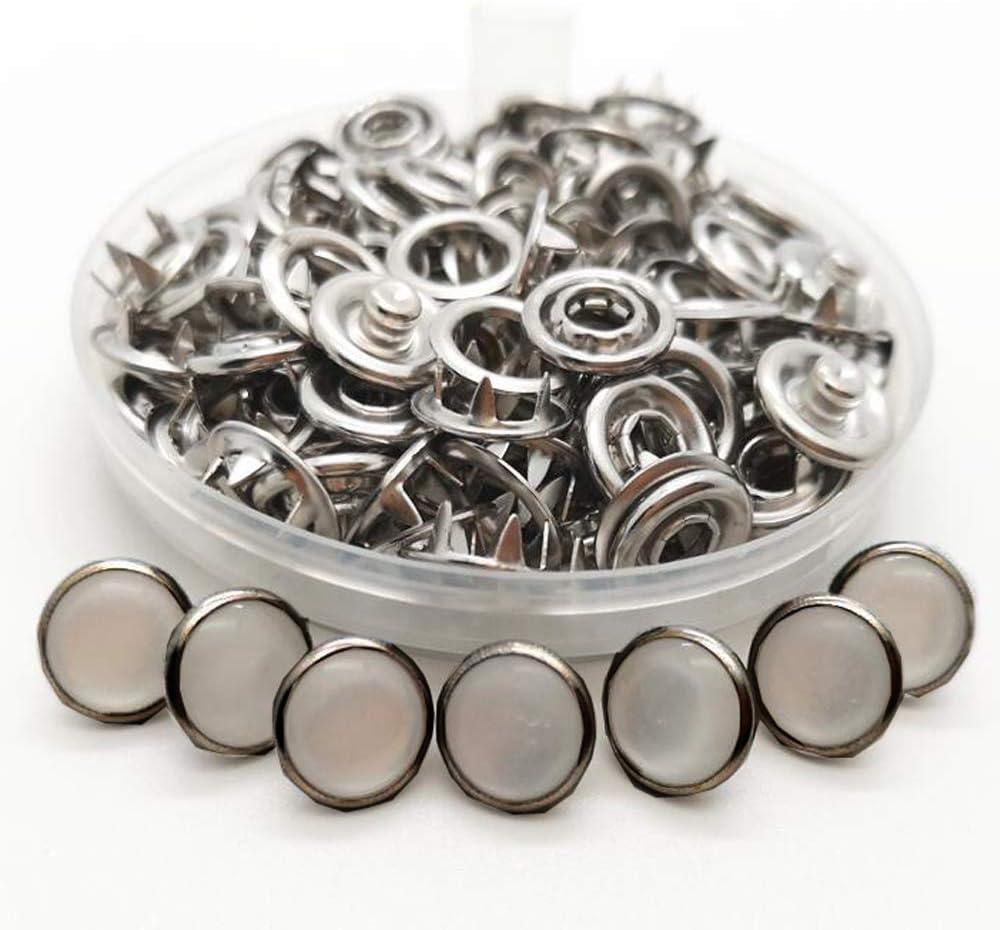 10mm Pearl Snaps Fasteners Kit - Set of 50 Prong Ring Snaps for Western ...