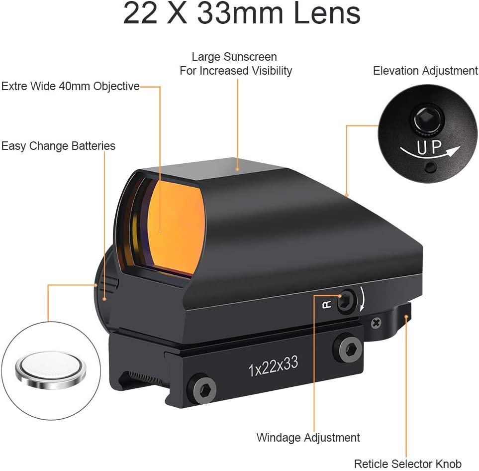 OTW RS-25 Reflex Sight 1x22x33mm | Red Dot Sight w/ Multiple Reticles ...